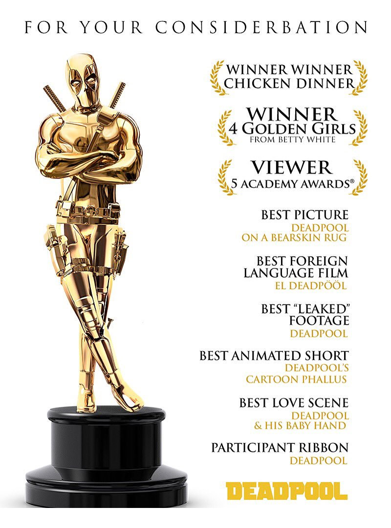 'Deadpool' Just Launched Its Oscar Campaign In The Most Perfectly ...