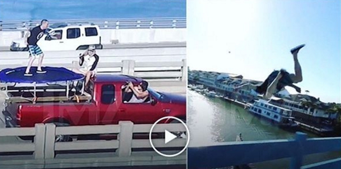 Steve-O Leaped Off A Bridge By Jumping Off A Trampoline That Was On A ...
