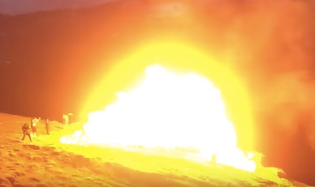Bonfire Explosion After Accelerant Added To Fire