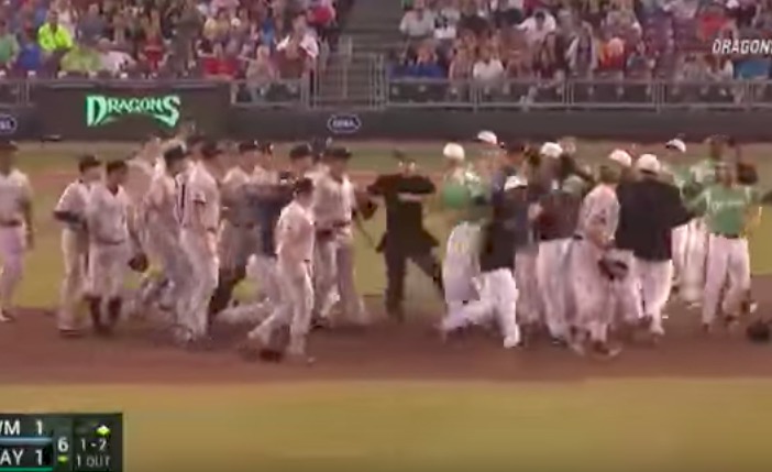 Benches Clear For Minor League Baseball Brawl And One Player Hurls Ball ...