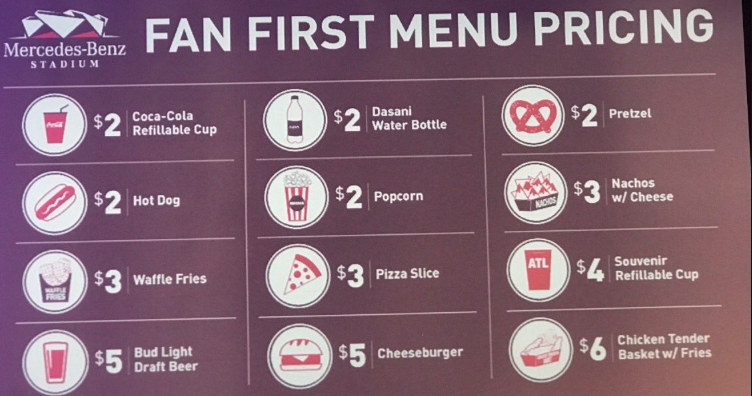 The Food And Beer Prices At The Atlanta Falcons' New Stadium Are Cheap ...