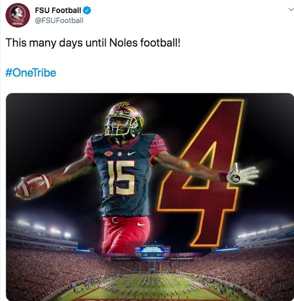 'Only 154 Days Until August 31!', Says FSU Football - BroBible