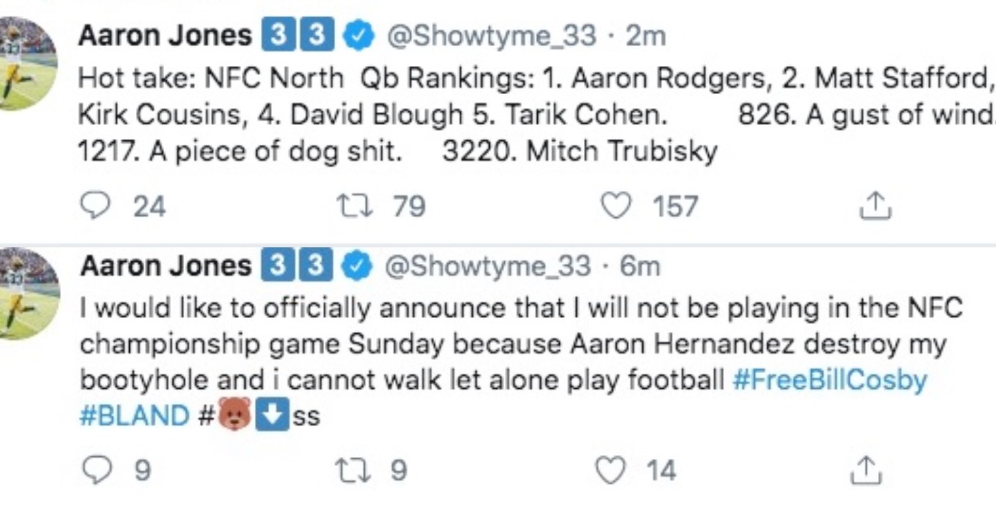 It Appears That Packers Running Back Aaron Jones Has Been Hacked - BroBible