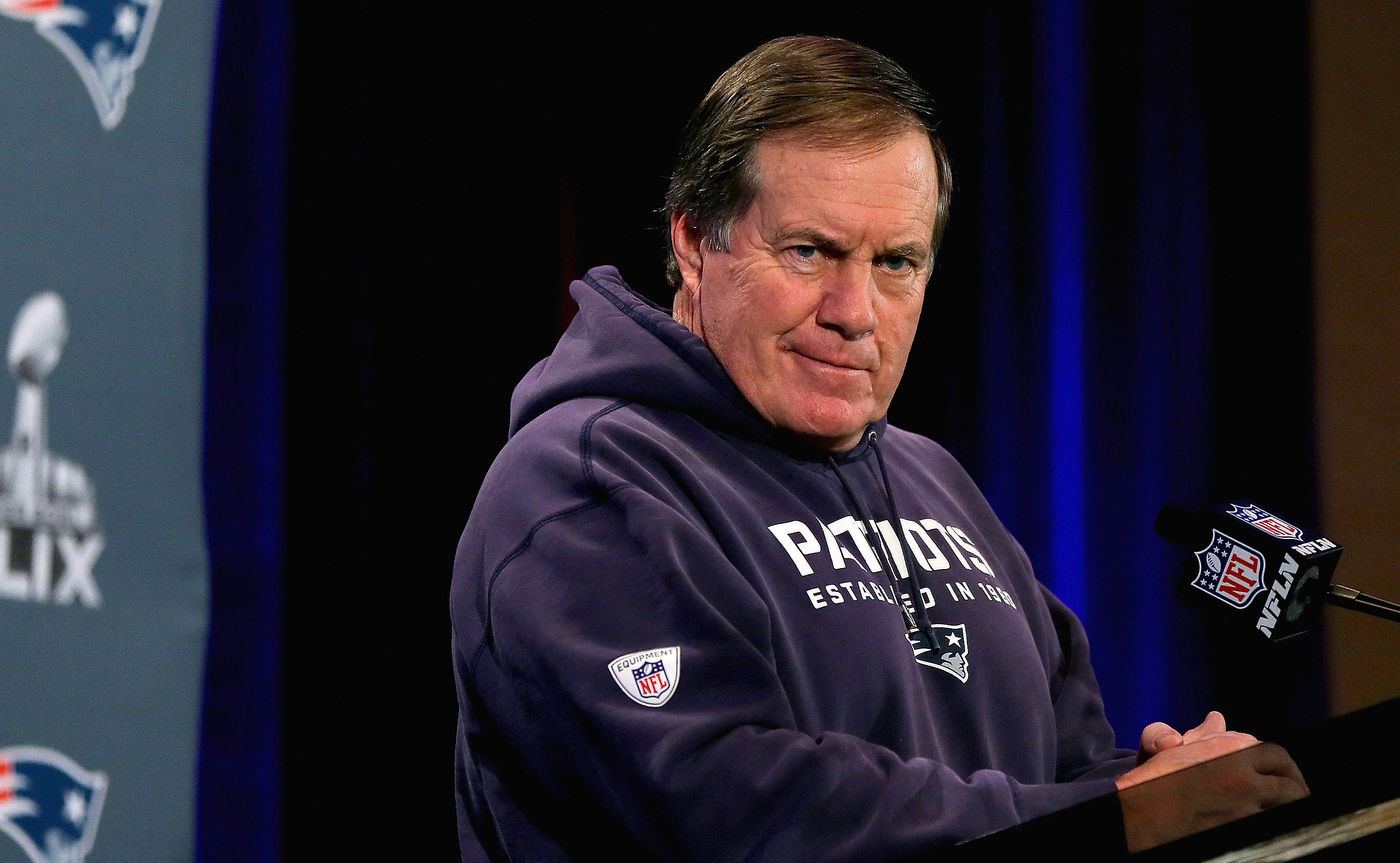 This Supercut Of Bill Belichick Beating Up Microphones When He Walks To ...