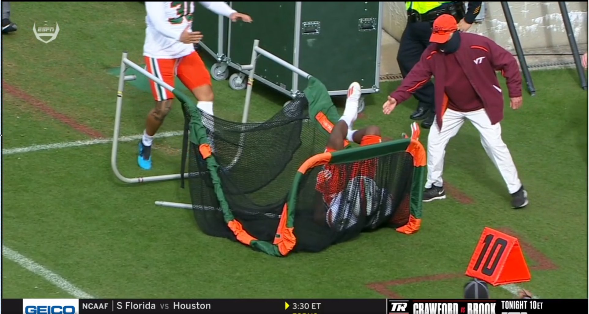 Miami's Wide Receiver Went Full-Speed Into A Field Goal Net, Lays The ...