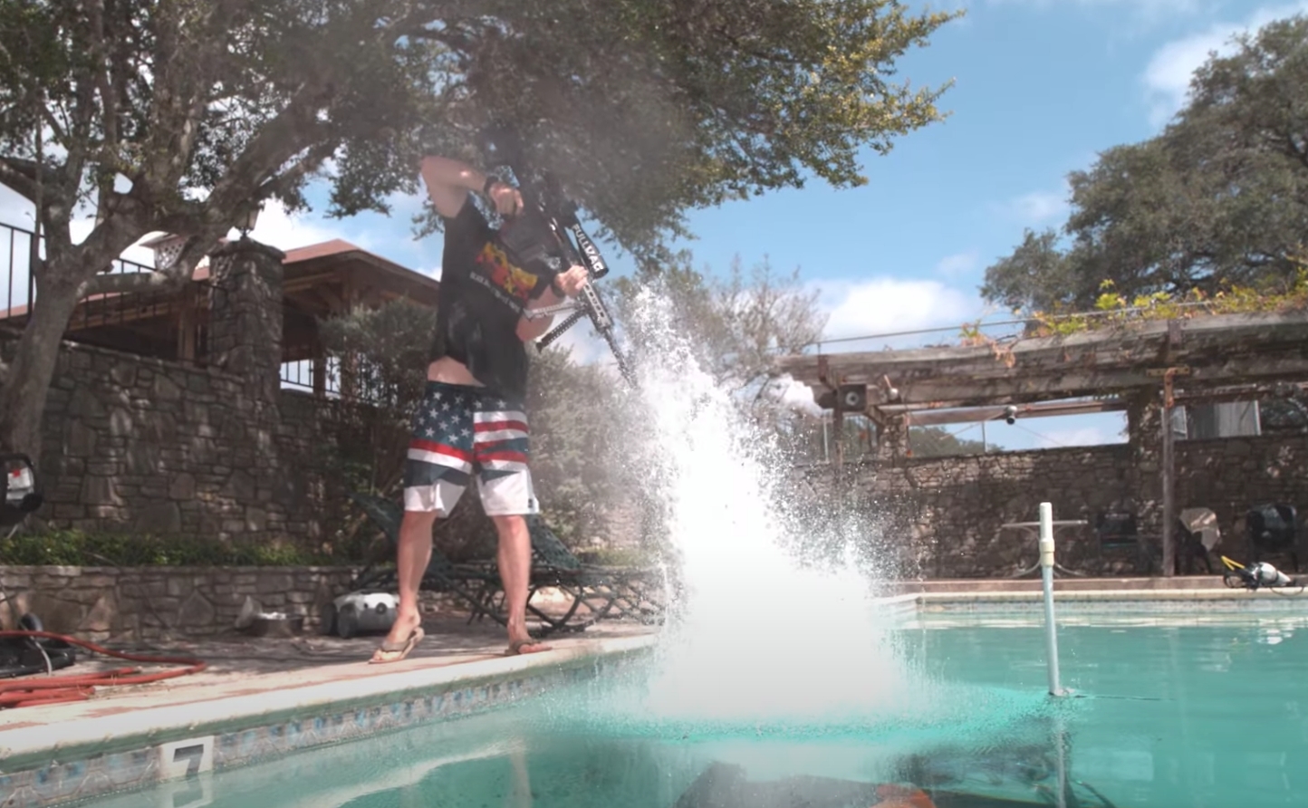 This Guy Shot A .50-Caliber Rifle Into A Pool In 4K Slow-Motion To See ...