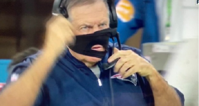 NFL Fans Mock Bill Belichick For His Latest Ridiculous Face Mask During ...