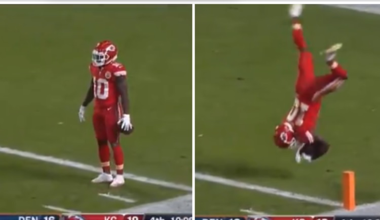 Tyreek Hill Disrespectfully Stands At 1-Yard Line For Several Seconds ...