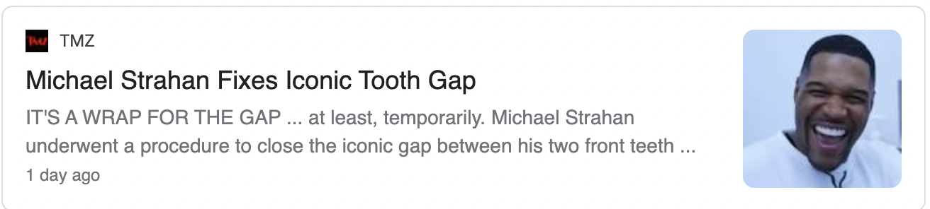 Michael Strahan's Tooth Gap Latest Casualty In Our Long National ...