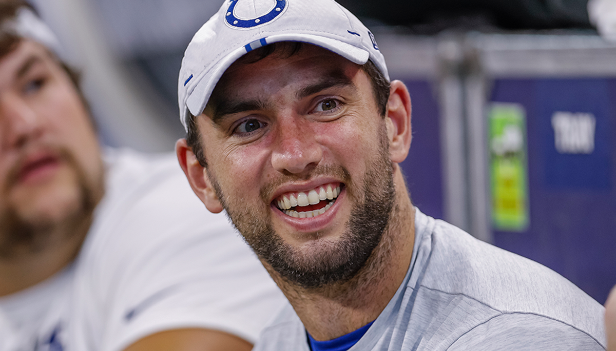 Andrew Luck Rocks Zip-Off Cargo Pants During Visit To High School