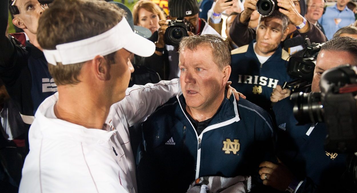 Lane Kiffin Ruthlessly Trolls Brian Kelly For Awkward Dance With Recruit