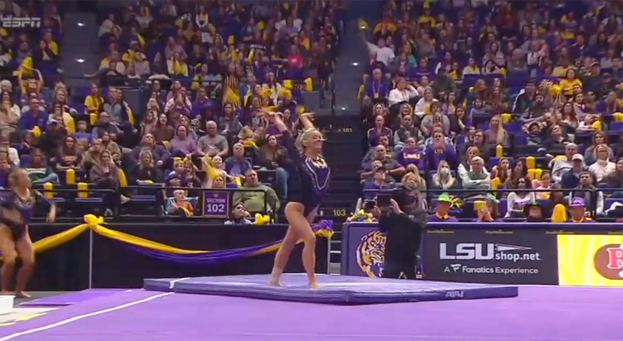 LSU Gymnastics' Mardi Gras Uniforms Go Viral For Being Straight Flames