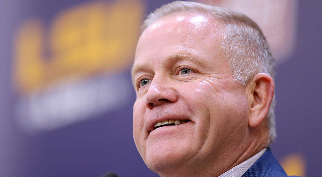 Brian Kelly Makes Actually Funny Joke About LSU Practicing In Underwear