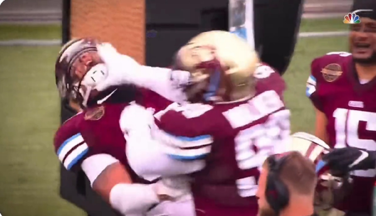 USFL Michigan Panthers Players Fight Each Other On The Sideline While ...