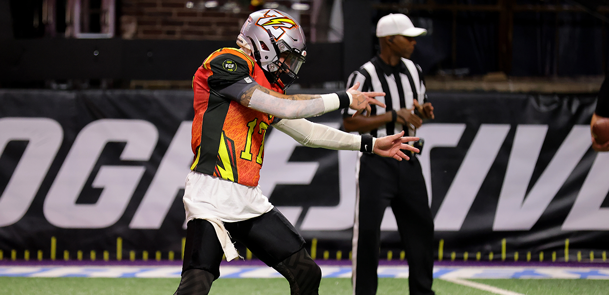 Fan Controlled Football QB Jason Stewart Throws TD And Sparks A Joint