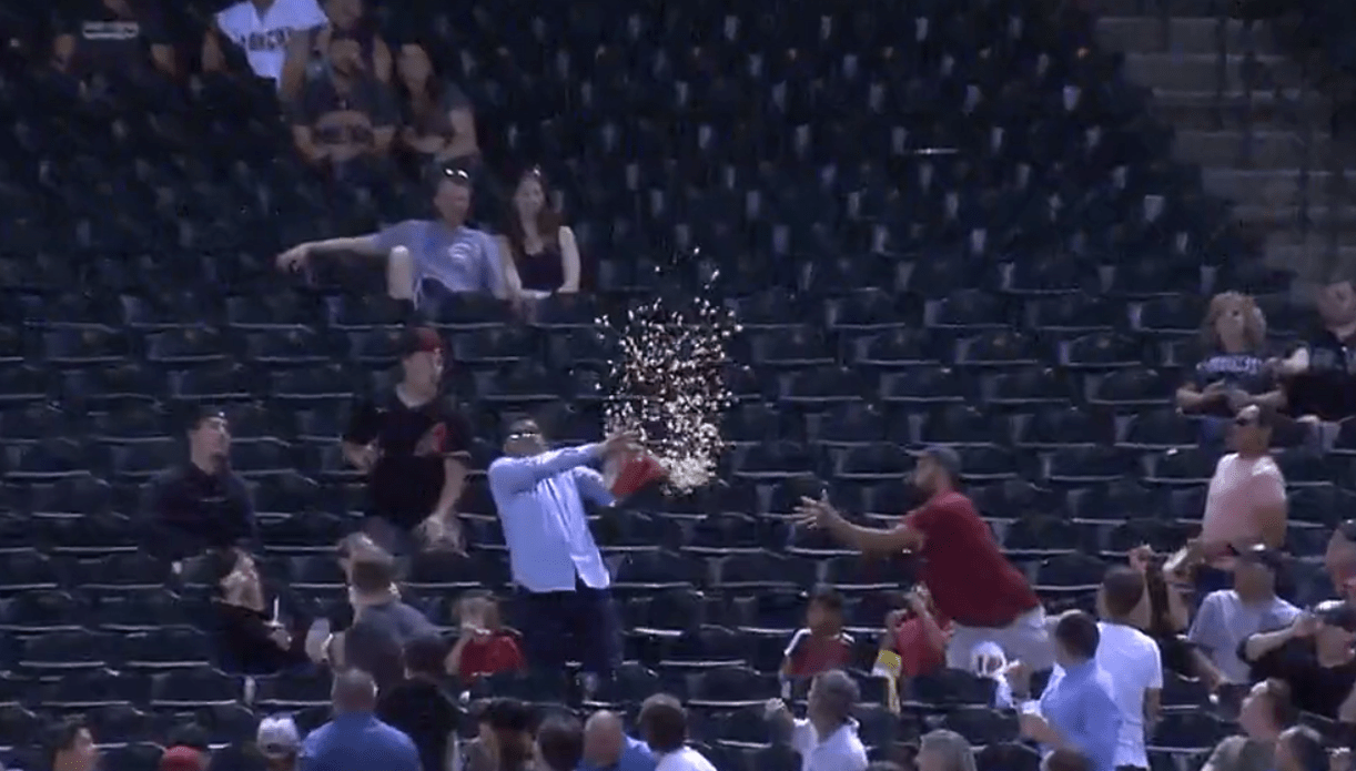 MLB Fan Catches A Foul Ball With His Box Of Popcorn, Internet Reacts