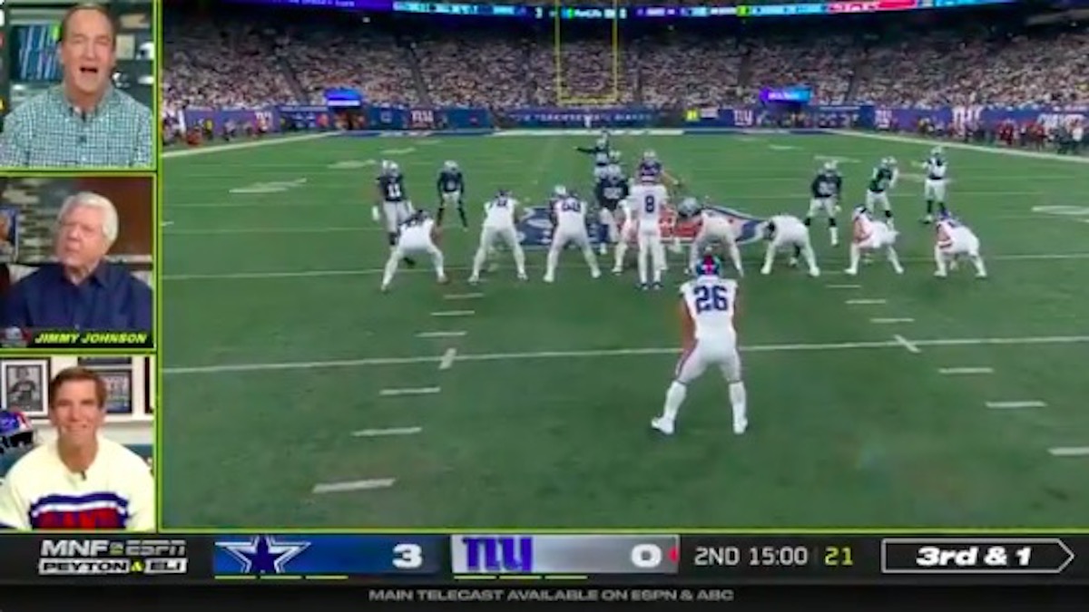 WATCH: Manningcast Awkward Silence With Jimmy Johnson