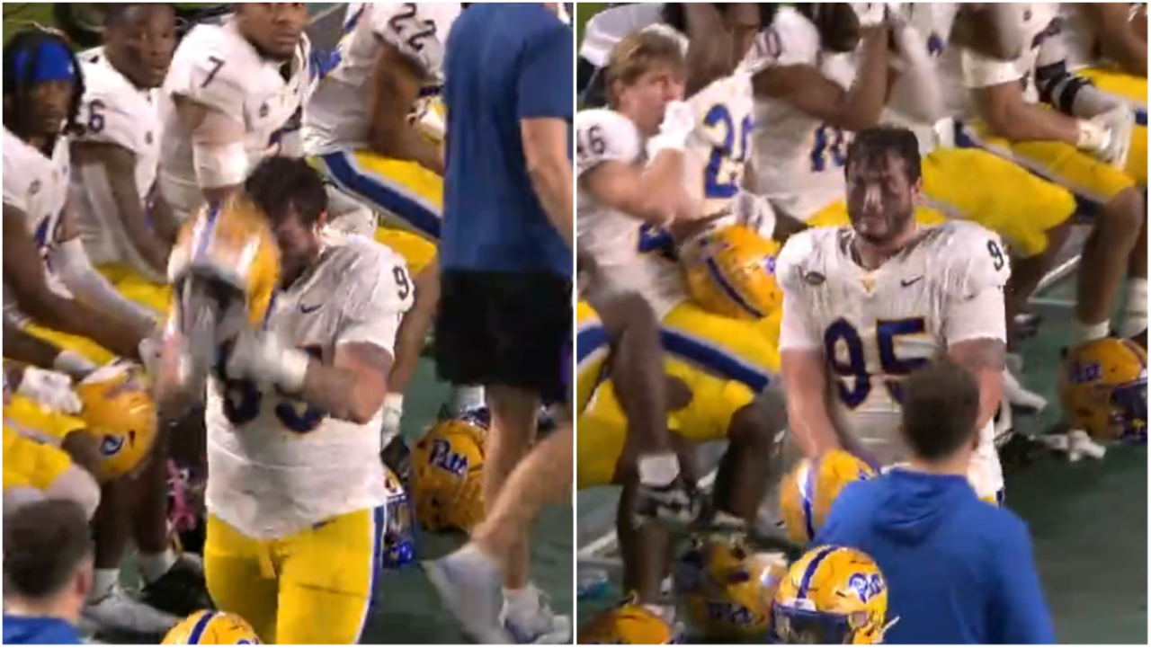 Pitt's Devin Danielson Freaks Out Teammates By Smashing His Helmet On ...