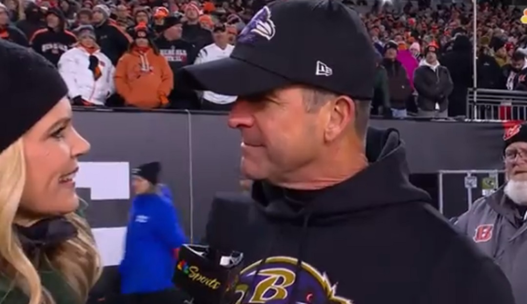 John Harbaugh's Extremely Awkward Sideline Interview With Melissa Stark ...