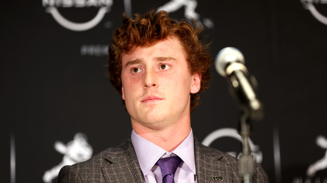 Max Duggan Goes Viral After Showing Up To TCU-Kansas Game In A Tux