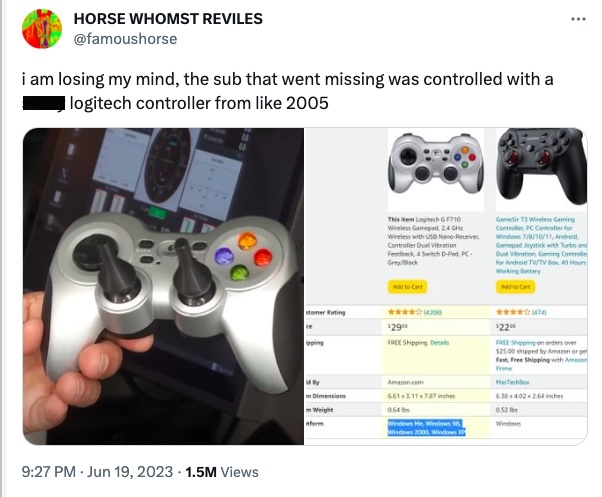 The Missing Titantic Tour Submarine Was Controlled With A 2005 Logitech ...