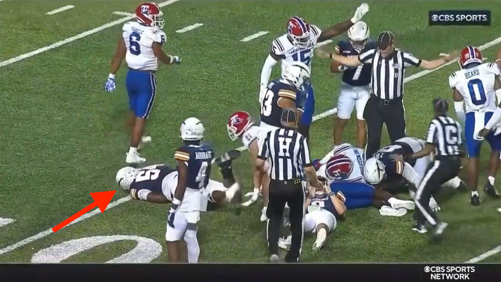 College FB Player Somehow Not Flagged For Ugly Head Stomp