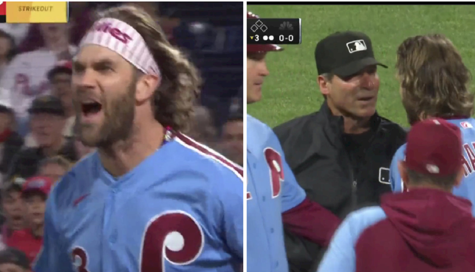 A Heated Bryce Harper Curses Out Ump Angel Hernandez After Terrible Check Swing Call, Tosses ...
