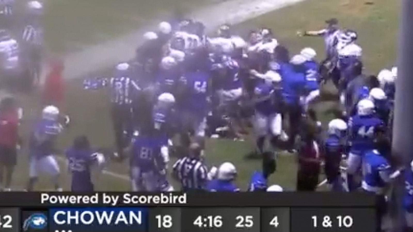 Scary Video Shows CFB Player Hit Player With Helmet Amid Brawl