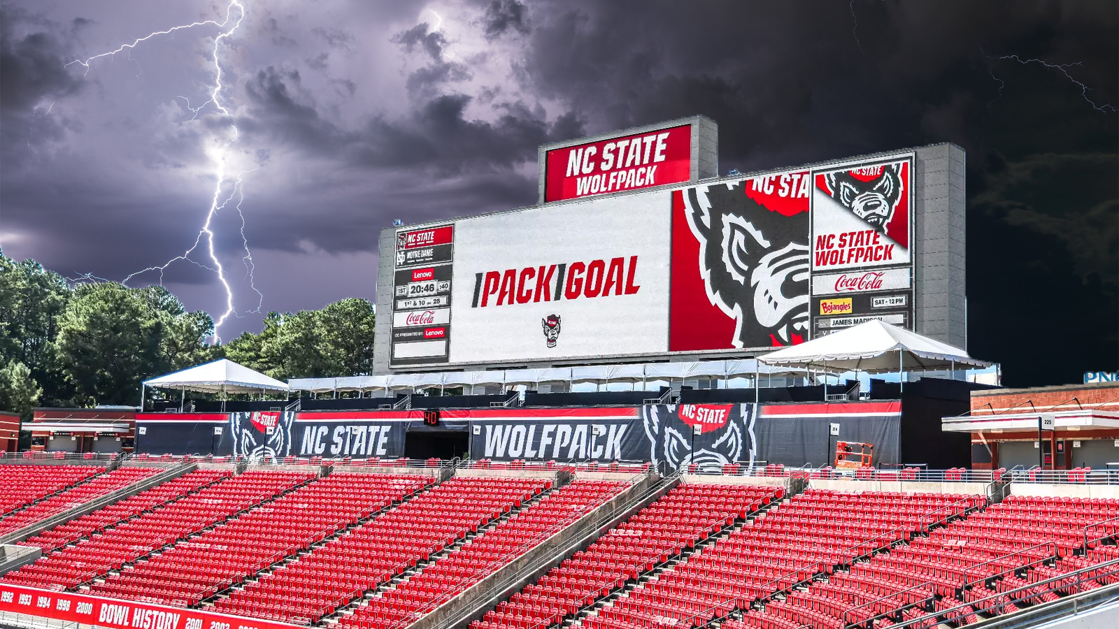 N.C. State's New $15M Scoreboard Breaks After Hit By Lightning