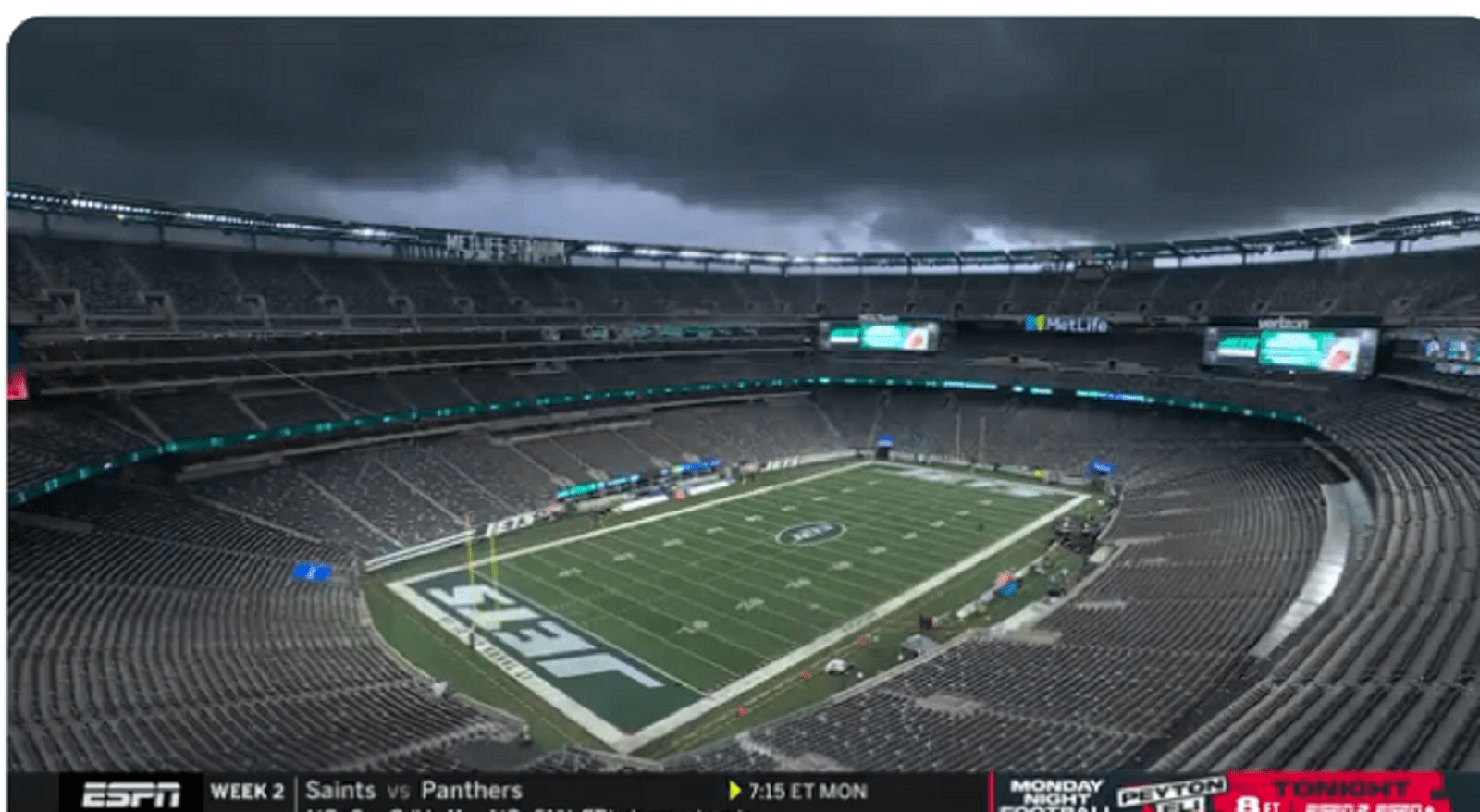Scary Weather Forces ESPN MNF Crew To Do Pre-Game Show Inside Stadium ...