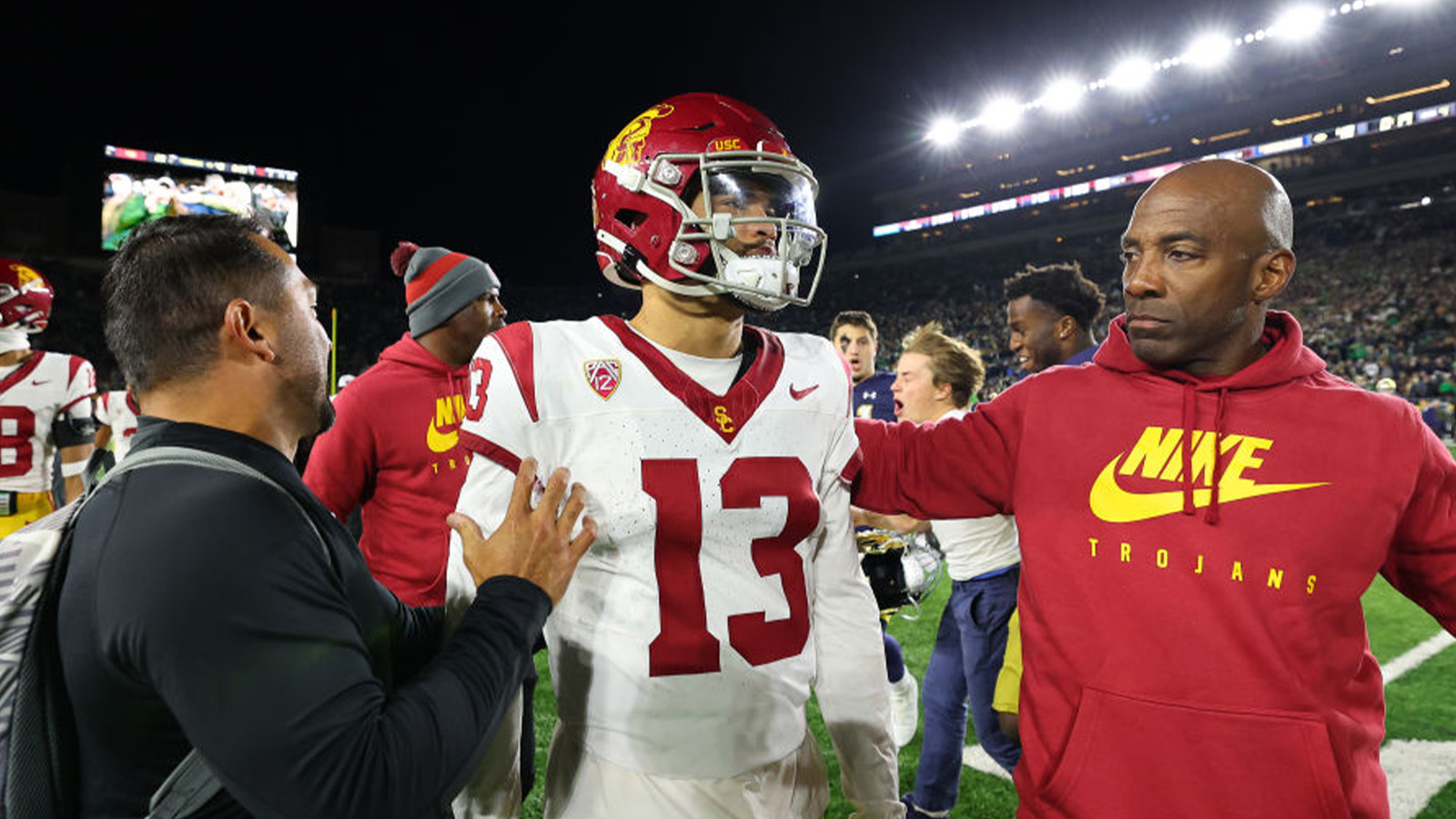 Caleb Williams Enraged By Notre Dame Fan During Field Storm
