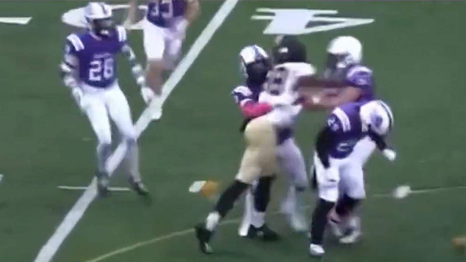 Huge Haymakers Fly During Bench-Clearing College Football Fight