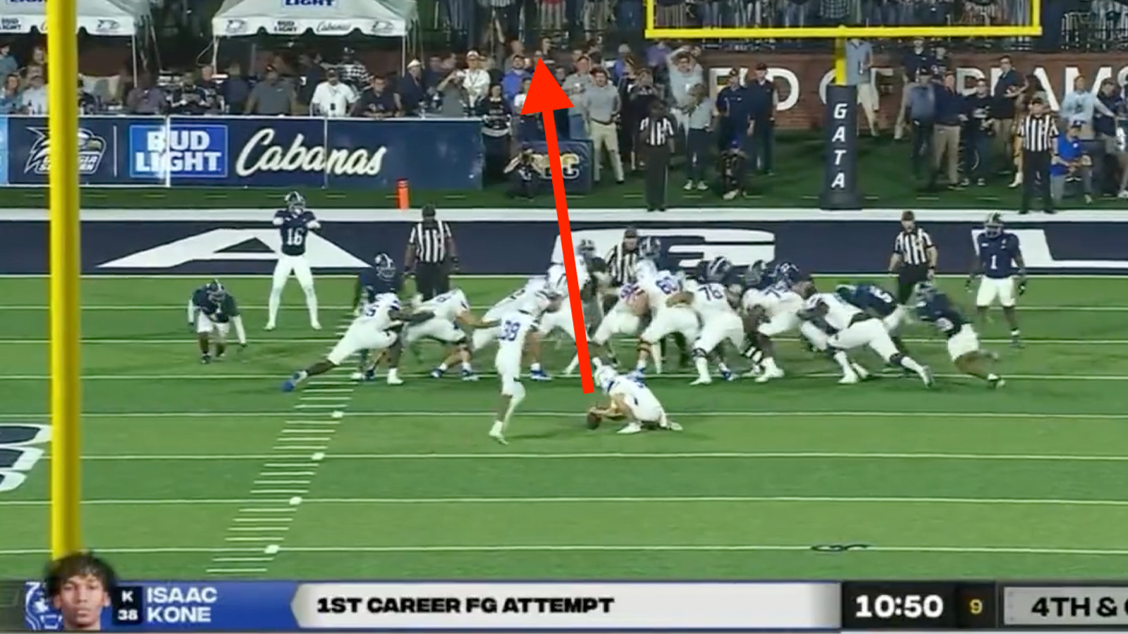 CFB Kicker Shamed By Coach For AWFUL Shank On 1st-Ever FG