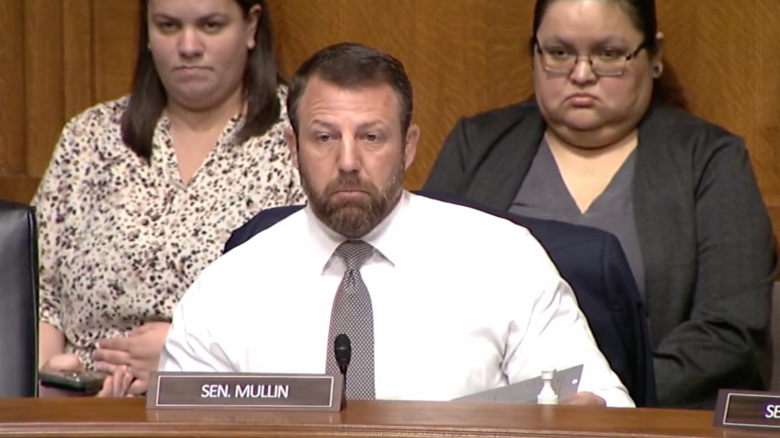 Markwayne Mullin Stands To Fight Teamster In Senate Hearing