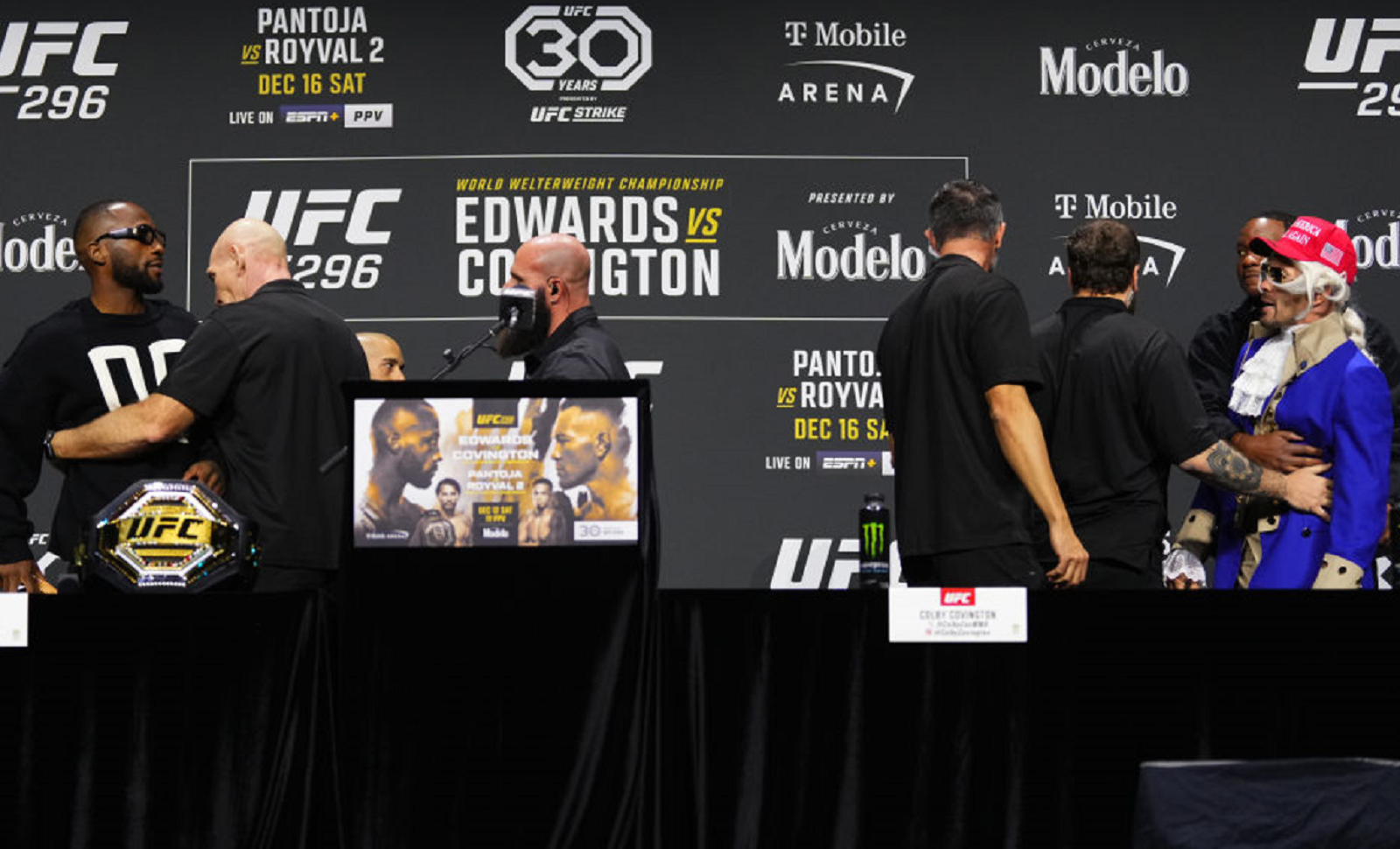 Leon Edwards Throws Water Bottle At Colby Covington's Face After Colby ...