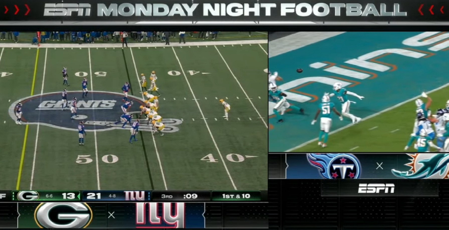 NFL Fans Hate ESPN's Split Screen During Two Monday Night Football ...