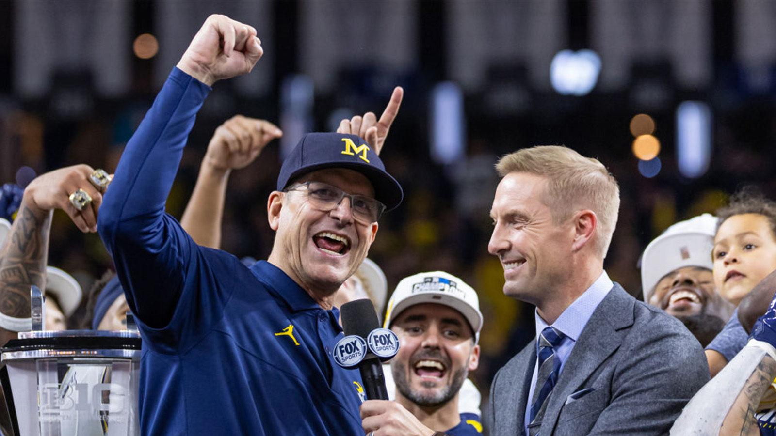 Jim Harbaugh Shares Tense Handshake With Big 10 Commissioner