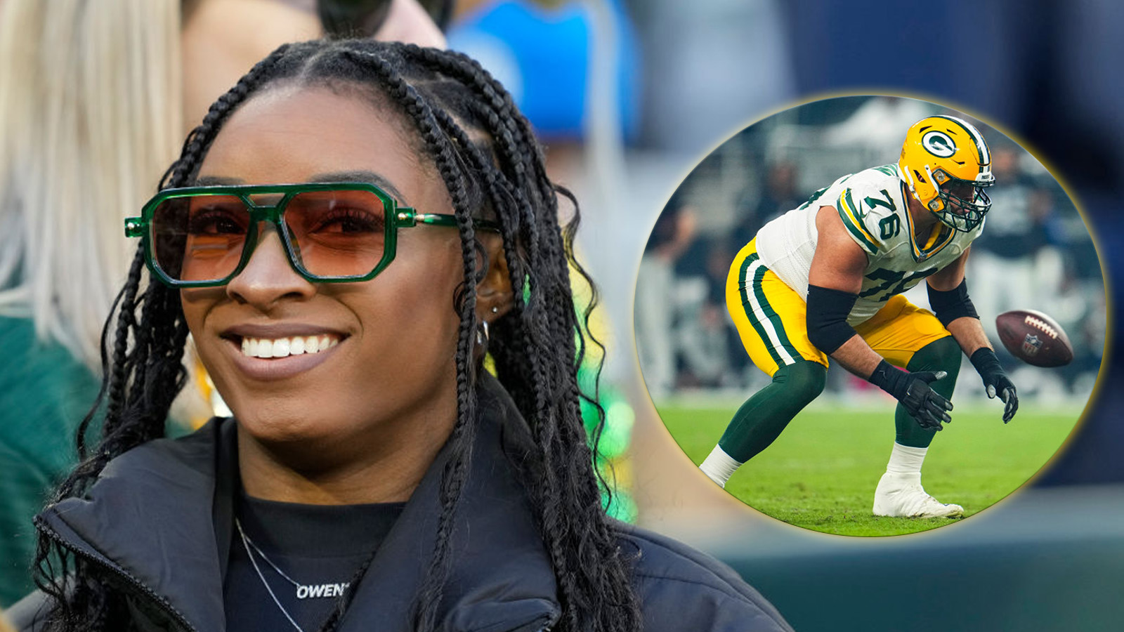 Packers OL's Wife Dwarfs Simone Biles At Packers Playoff Game