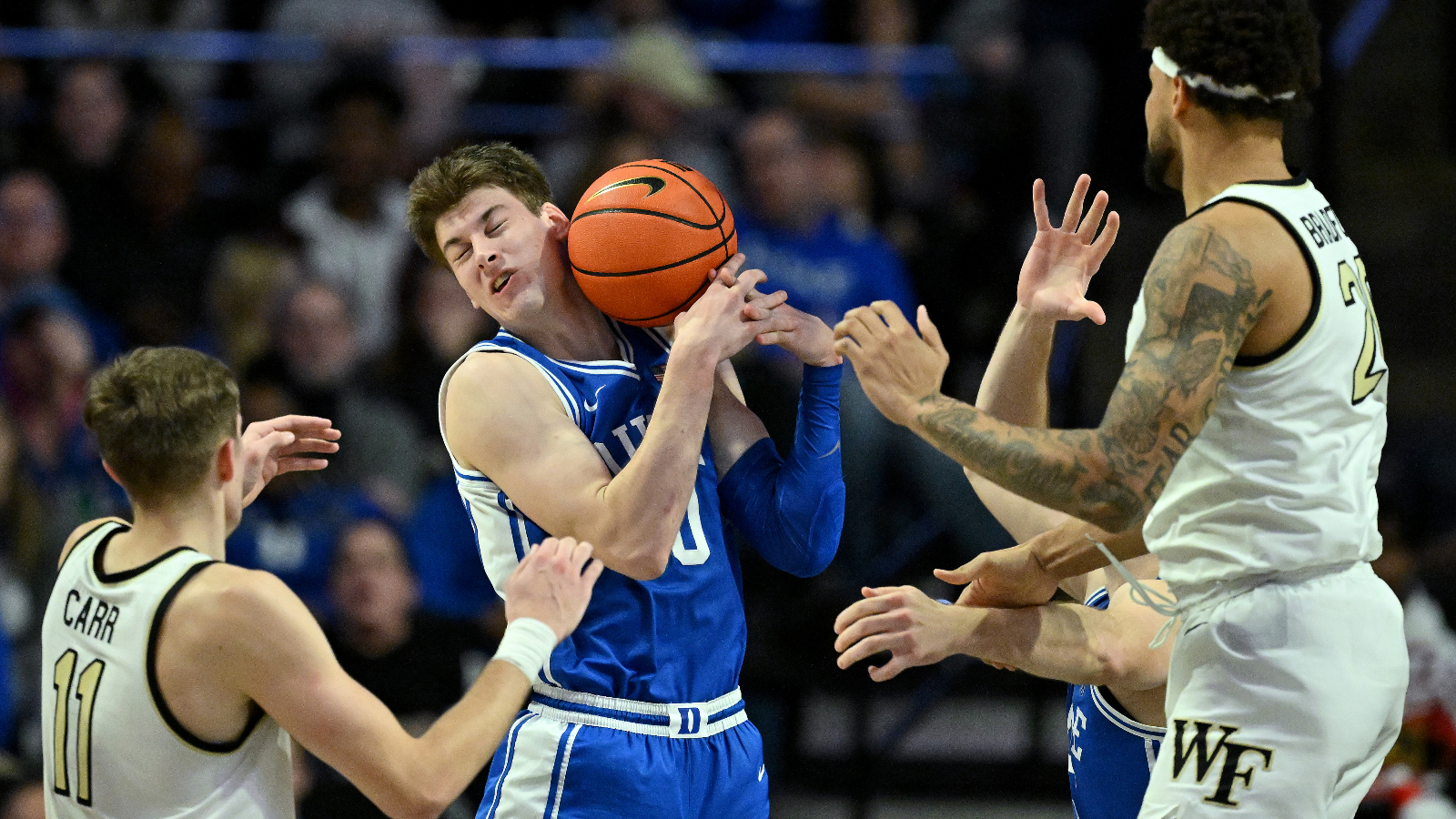 Duke Star Kyle Filipowski Injured By Wake Forest Students Storming Court