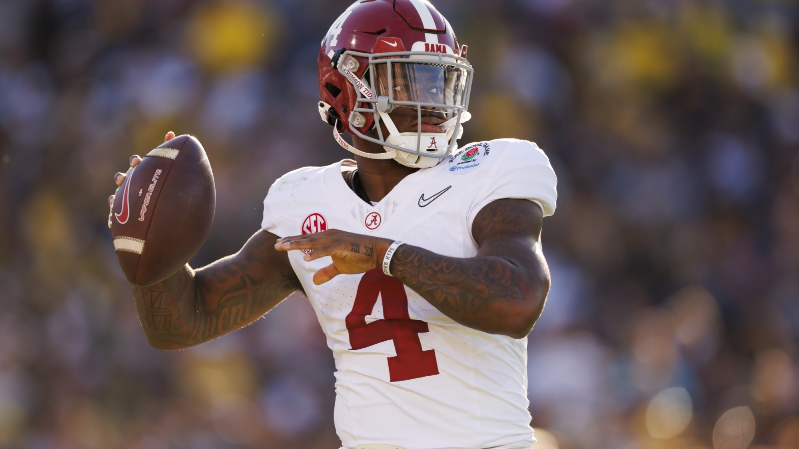A Ripped Jalen Milroe Perfects Throwing Motion