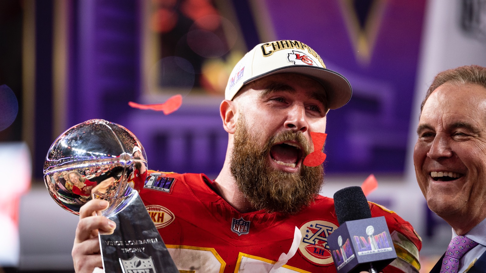 Travis Kelce, Chiefs Mock 49ers In Locker Room After Super Bowl