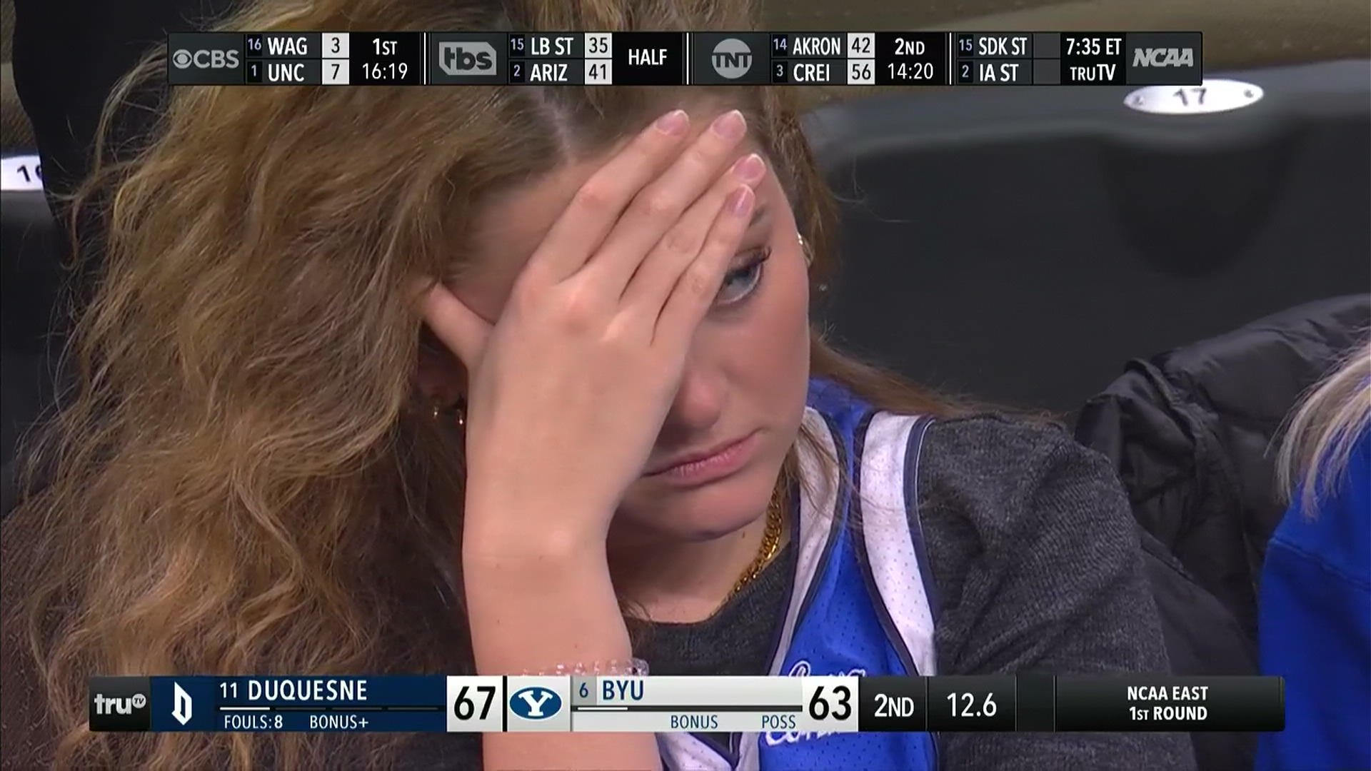 Sad BYU Fan Goes Viral During Big Upset Loss At March Madness