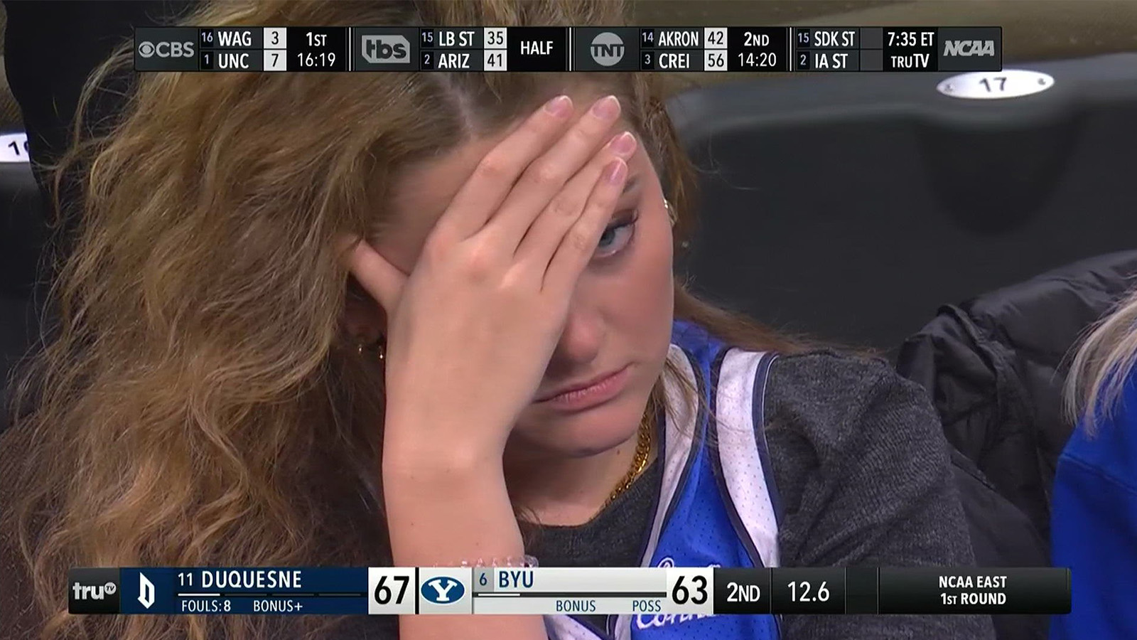 Sad BYU Fan Goes Viral During Big Upset Loss At March Madness
