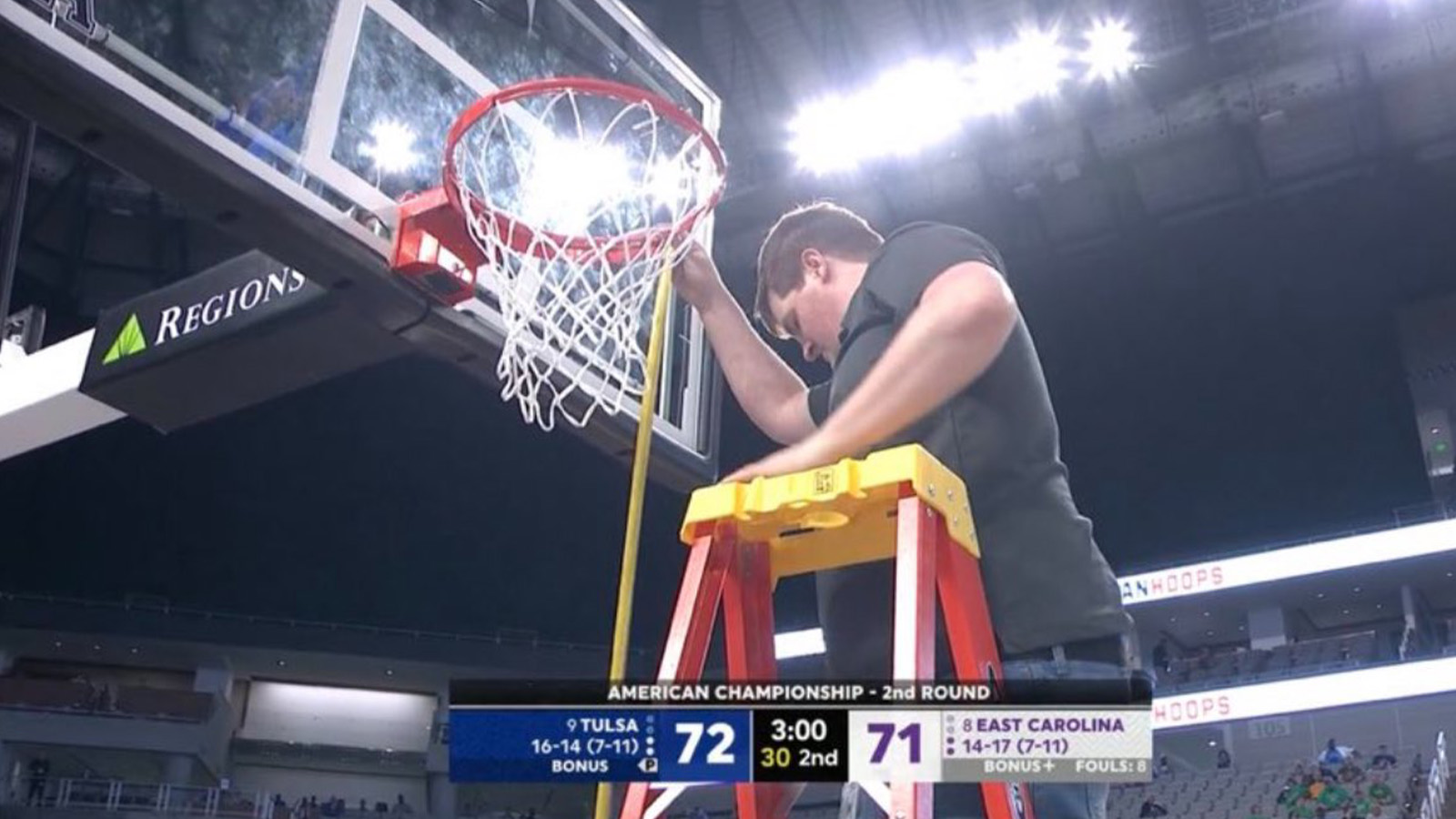 College Basketball Team Playing On Broken Rim Misses Key Shots