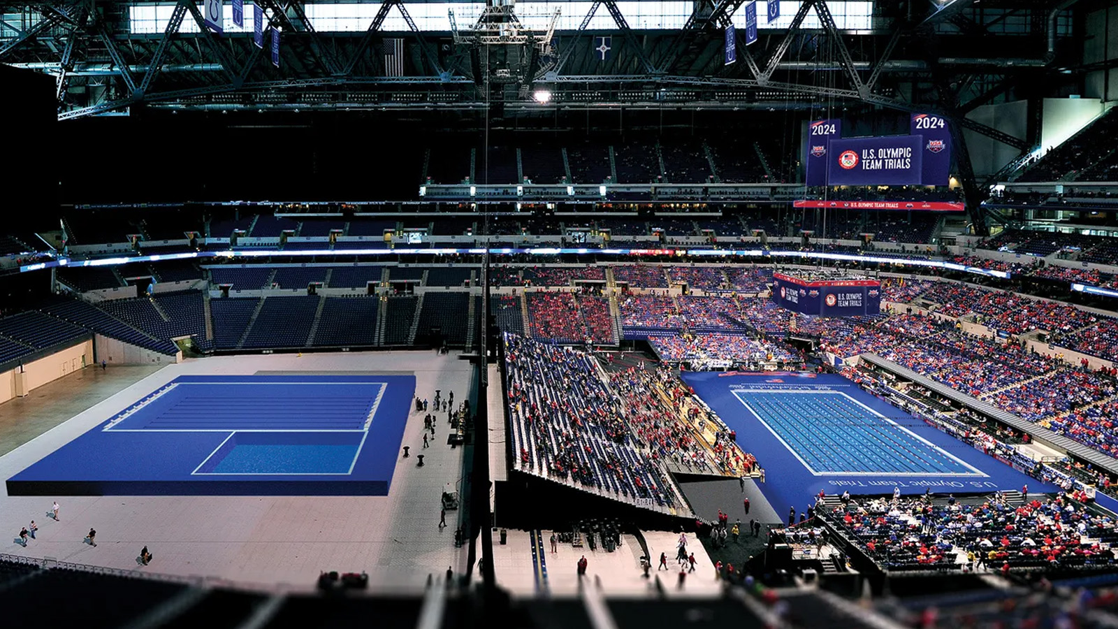 Lucas Oil Stadium Is Currently Transforming Into Swimming Pools