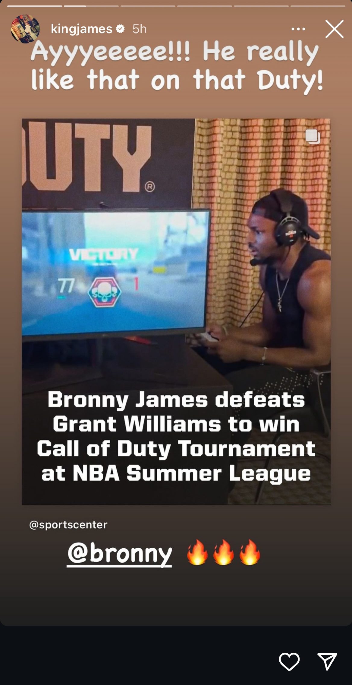 Bronny James Wins Call Of Duty Championship, LeBron Reacts
