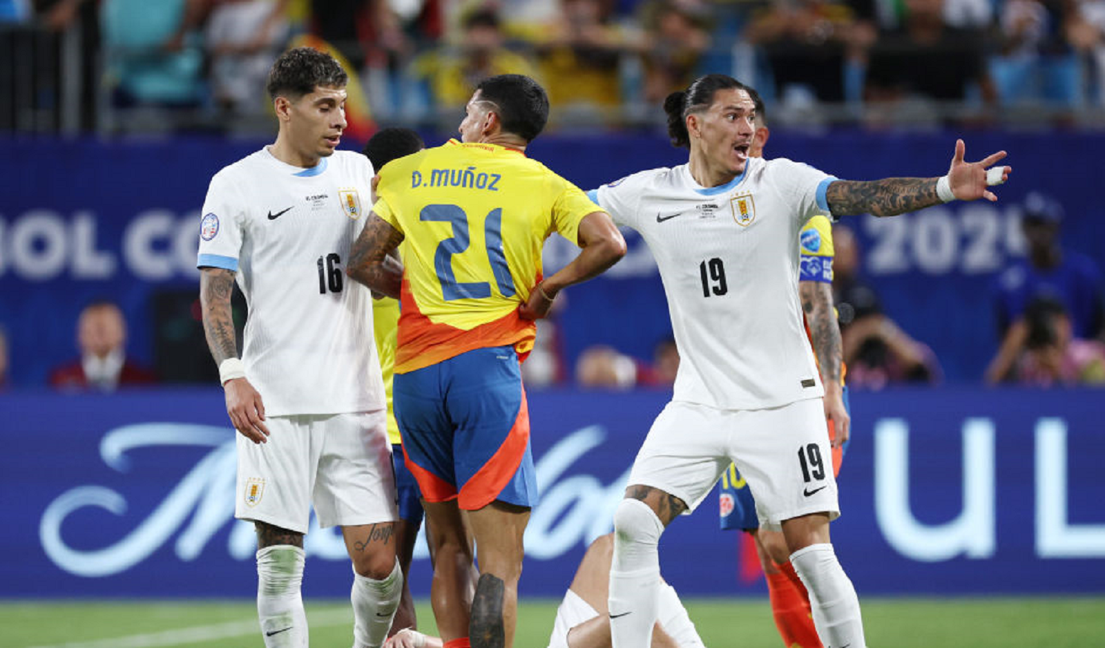 Colombia's Daniel Munoz Ejected After Elbowing Uruguayan Player In The ...