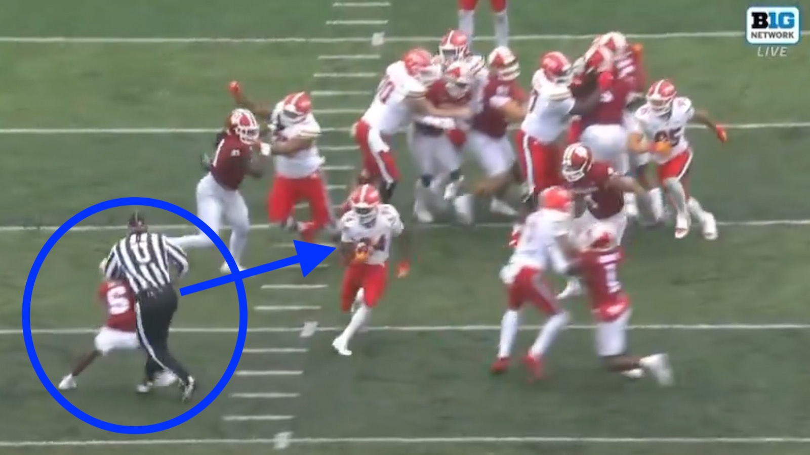 Big Ten Referee Prevents Touchdown-Saving Tackle With Big Hit