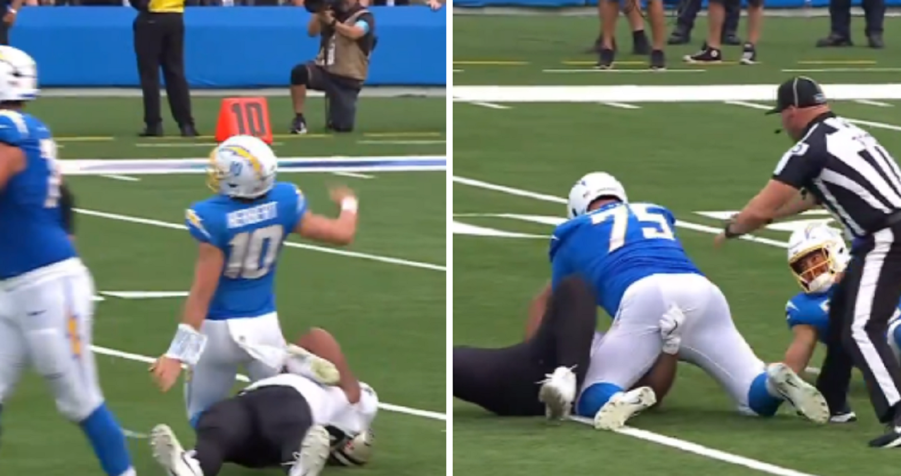 Saints Player Nearly Hurts Justin Herbert With Dirty Play, Gets ...