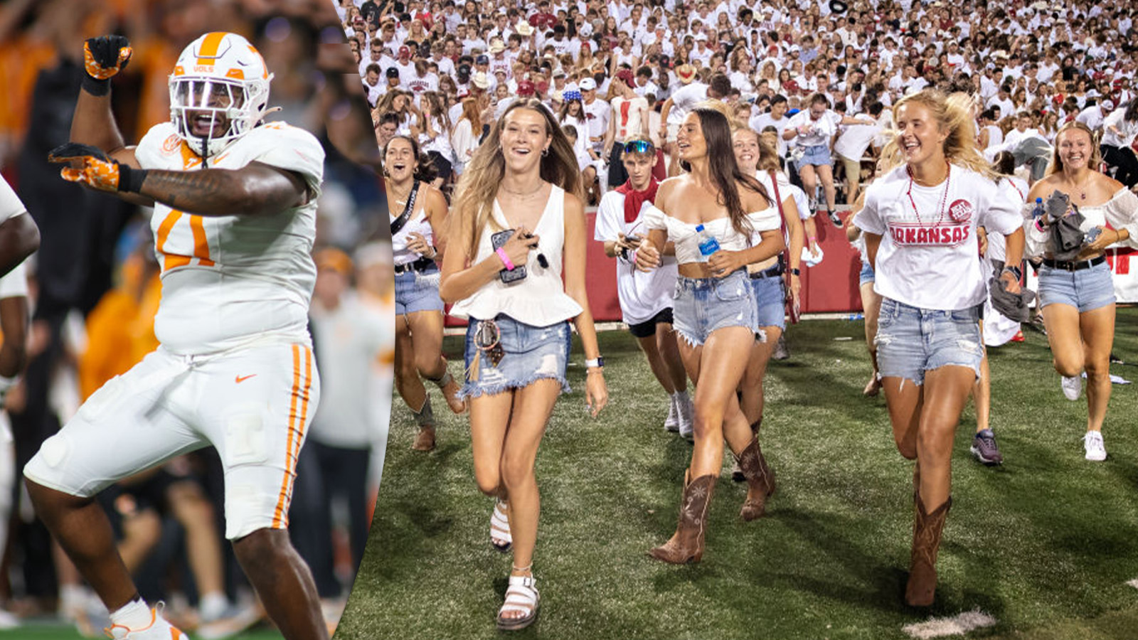 Arkansas Fan Obliterated By Tennessee Player During Field Storm